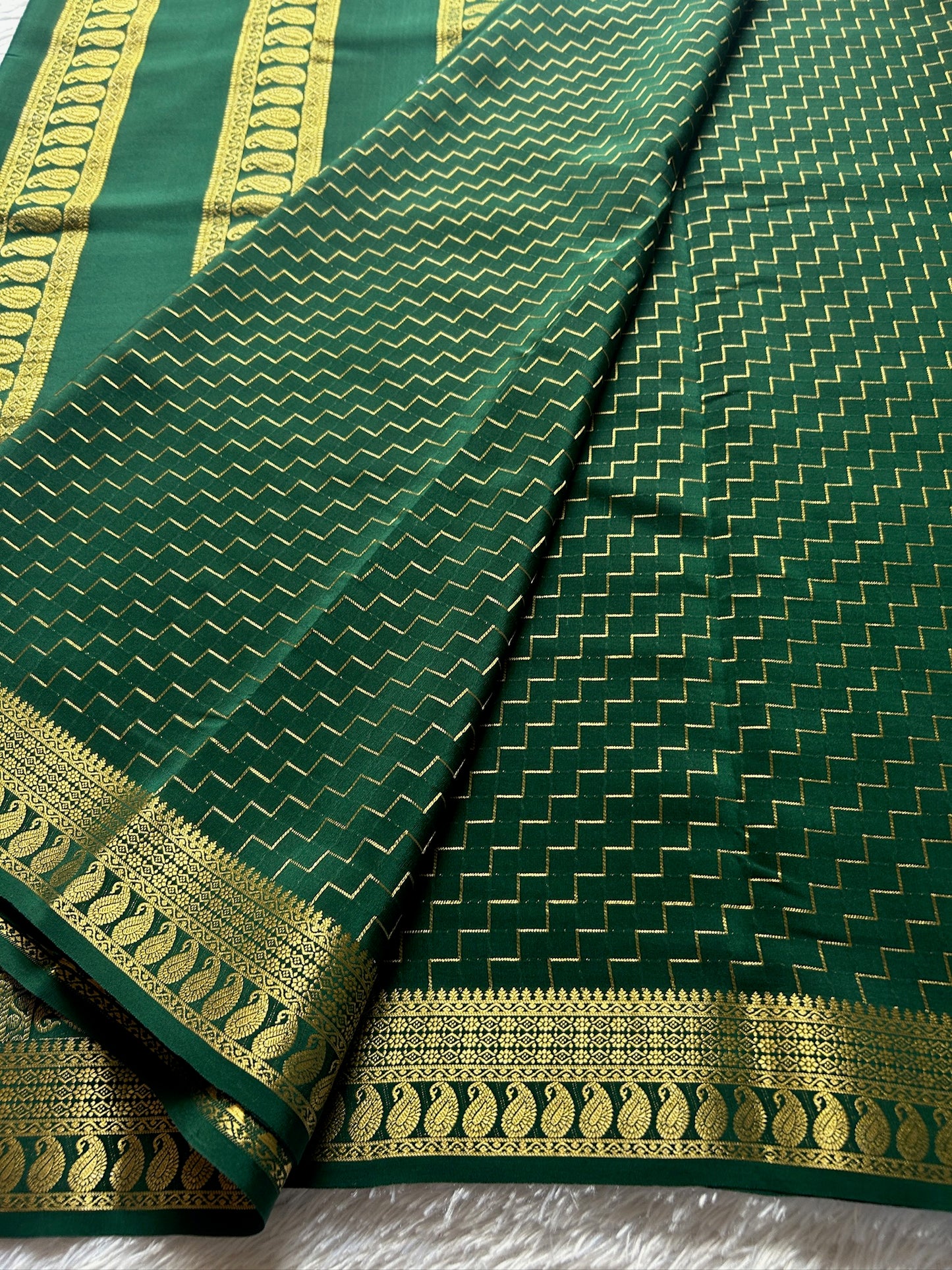 Mahima : Solid Bottle green – Nalmè Saree Studio